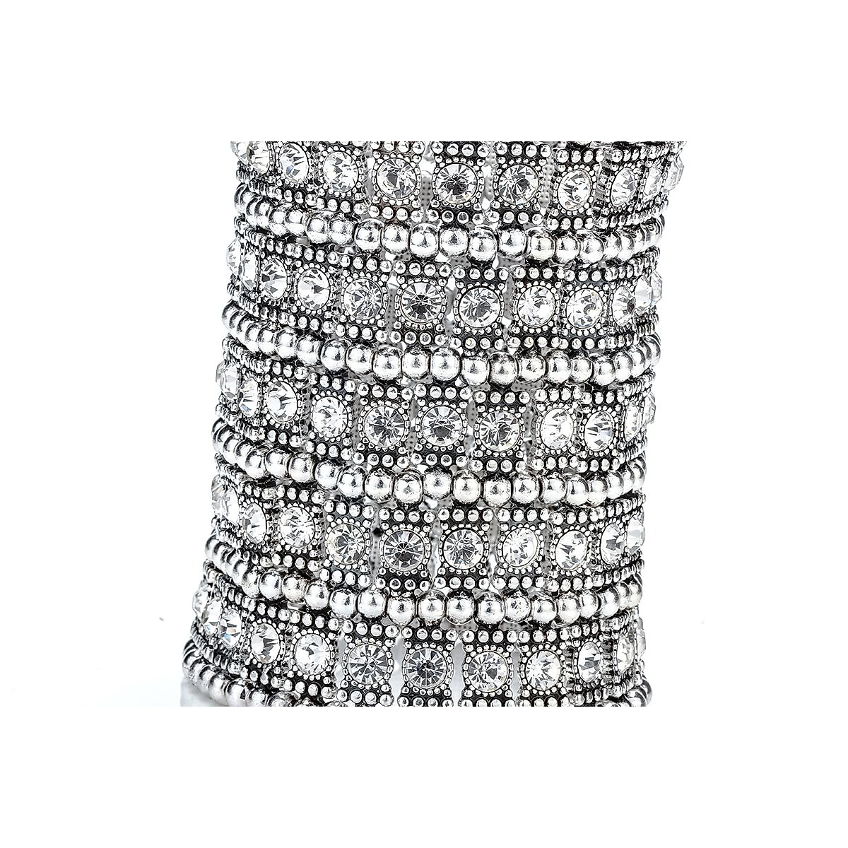 Szxc Womens Ballroom Rhinestone Stretch Cuff Bracelets Fit Wrist Circumference from 6.5" to 7.5" - Lead & Nickle Free