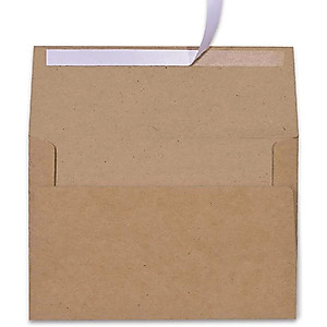 100 Pack A7 Brown Kraft Paper Invitation 5 x 7 Envelopes - Quick Self Seal For 5x7 Cards| Perfect for Weddings, Invitations, Baby Shower| Stationery For General, Office | 5.25 x 7.25 Inches