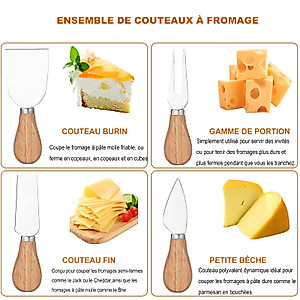 JLIAN MIOR Exquisite 4-Piece Cheese Knives Set,Complete Stainless Steel Cheese Knife Collection(Acacia Wood Handle),Gift-Ready