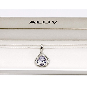 ALOV Jewelry Sterling Silver happy retirement Cubic Zirconia Pendant Necklace