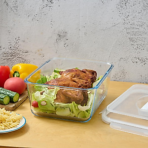 PandPot XXXXX-Large Glass Handy Container with Locking Lid 220OZ BPA Free Borosilicate Glass Family Size Party Size Extra Large Glass Locking Lid Bakeware Baking Dish with Airtight Lid with Handle