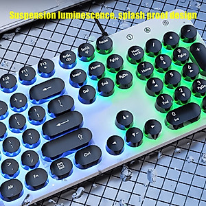 Sanpyl Mechanical Keyboard, RBG Backlit USB 104 Keys Wired Gaming Keyboard High Speed Response Retro Punk Computer Keyboard for Laptop Desktops(Black)