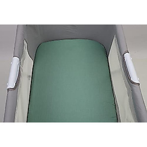 Muslin Bassinet Sheets 2 Pack Set for Baby Boy and Girl, 100% Muslin Cotton Fitted Sheet for Oval Hourglass and Rectangular Bassinet Mattress, Grey and Green