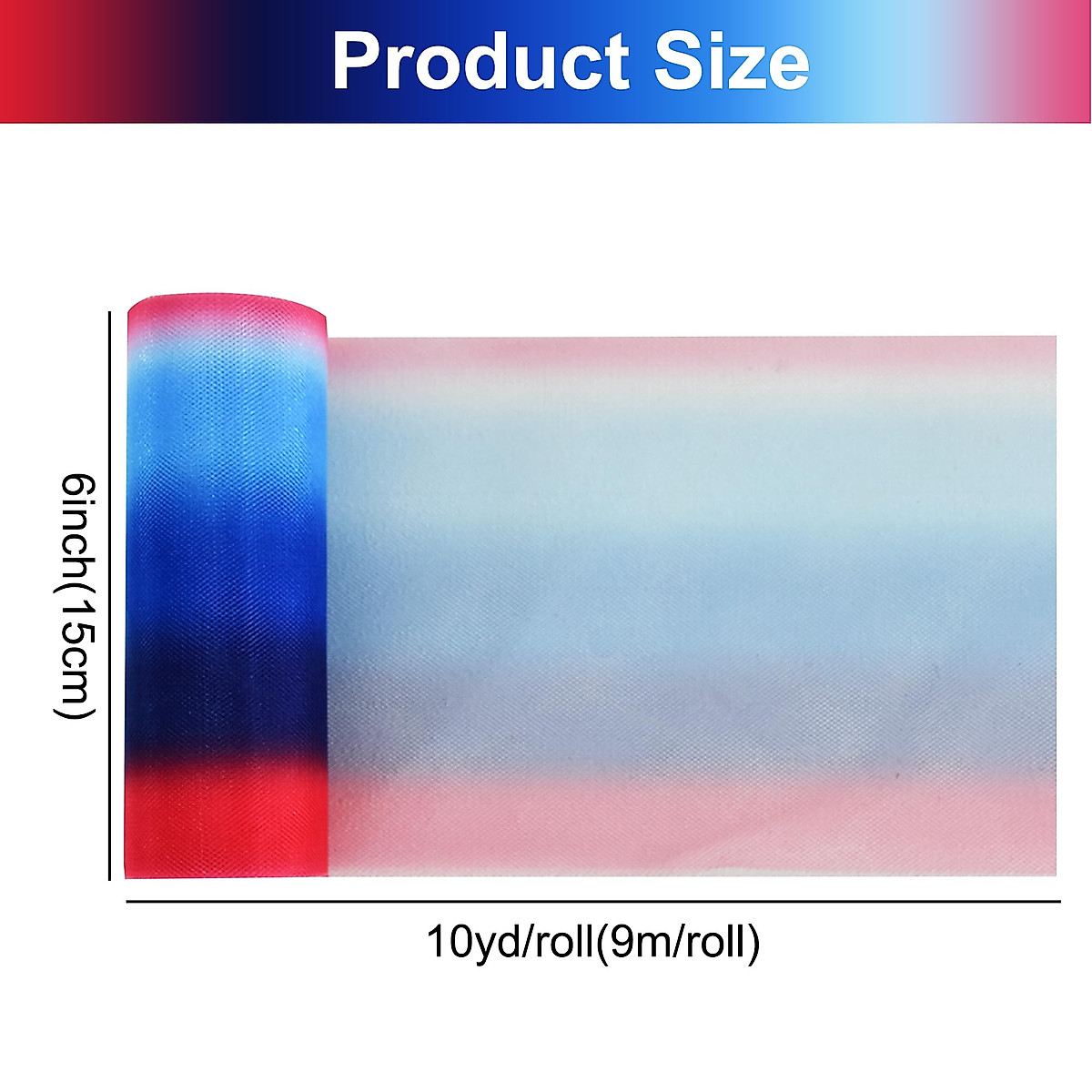 RIBBOOO Rainbow Tulle Rolls 6 Inch x 10yd Snow Powder Gradient Shimmer Spool Ribbon for Table Chair Sash Bow Pet Tutu Skirt Sewing Crafting Fabric Wedding Party Birthday Centerpieces Bouquet Decor