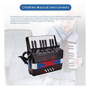 Kids Accordion,17 Key 8 Bass Button Mini Accordion Instrument,Toy Accordion Musical Instrument with Retractable Leather Strap for Child Children Kids Beginners Student Educational