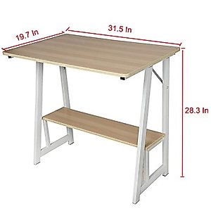 ZHOU2# Desktop Computer Desk with Storage Rack, Home Office Study Writing Table Computer Gaming Table Bedroom Laptop Study Table, Student Bookcase Study Reading Writing Desk PC Laptop Table (Yellow)