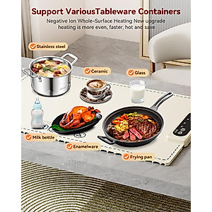 Negative ion Food Warming Mat with Adjustable Temperature,Foldable Electric Warming Tray for Parties Features 3 Modes & Fast Heating,Roll Up Food Warmer for Parties,Shabbat,Christmas （White）