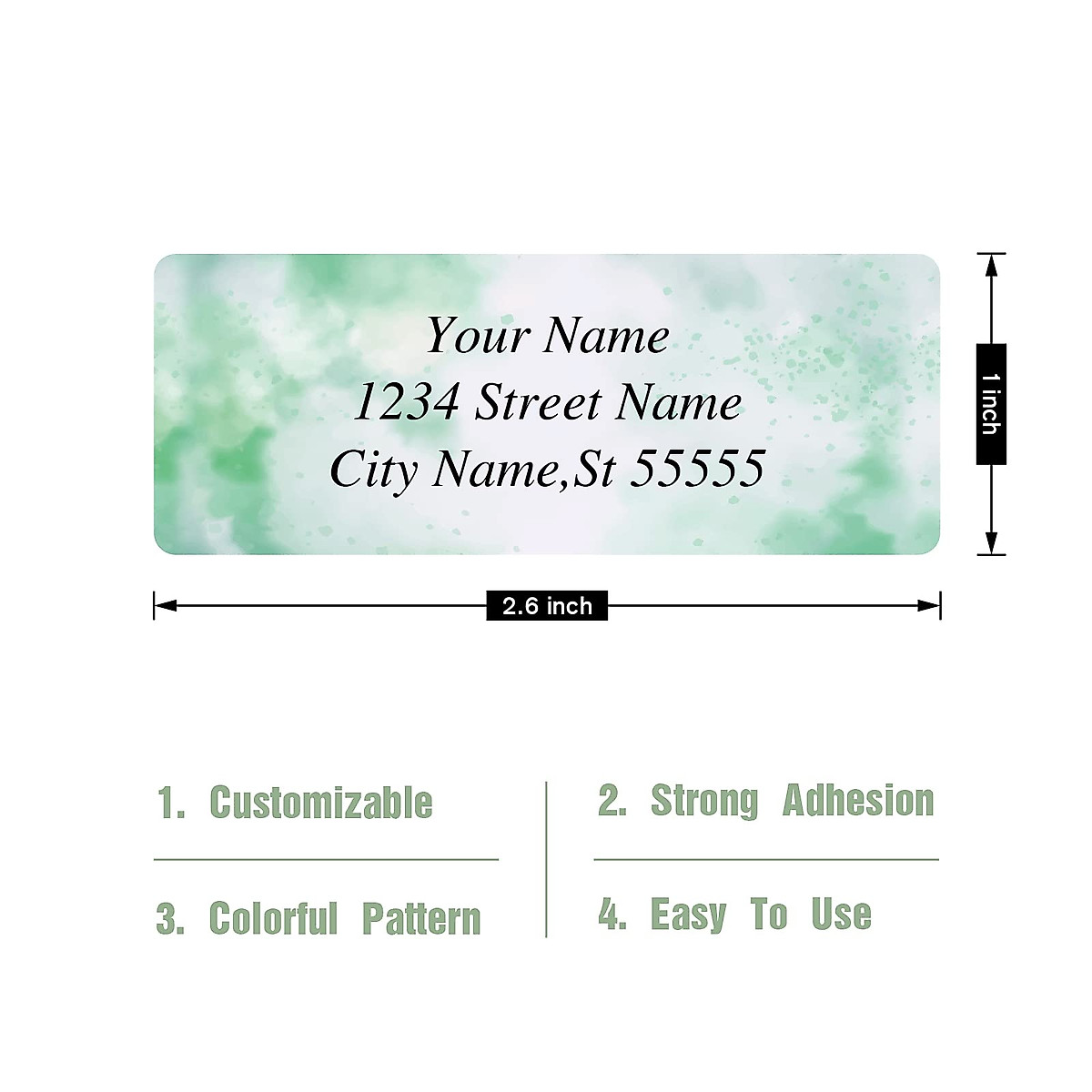 AWUSA Custom Address Labels - Personalized Address Labels, Custom Address Labels Colorful Patterns, Can Be Used for Box, Paper, Plastic, Glass, Metal (Set of 100, Set of 100, Glossy Vinyl)