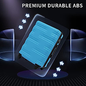 Merax Luggage Sets TSA 3 Piece Spinner Suitcase Lightweight 20 24 28 inch (Elegant blue)