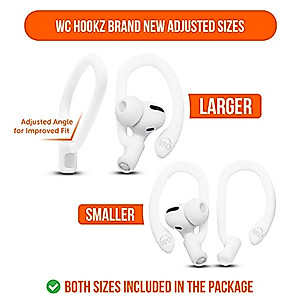 WC HookZ - Upgraded Over Ear Hooks for AirPods Pro & AirPods 1, 2 & 3-2 Size Pairs Included in Package, Unique Left & Right Hook, Does Not Fit with Glasses, Made by Wicked Cushions | Winter White