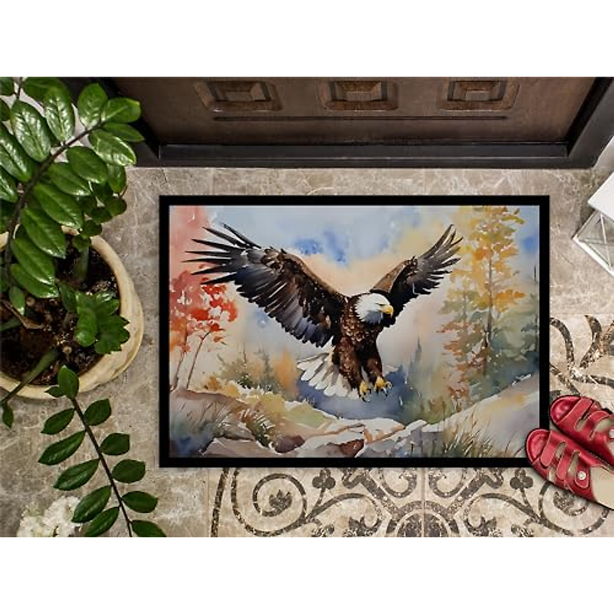 Caroline's Treasures DAC3213MAT Eagle Doormat Front Door Mat Indoor Outdoor Rugs for Entryway, Non Slip Washable Low Pile, 18H X 27W