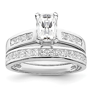 IceCarats 925 Sterling Silver Cubic Zirconia CZ Wedding Band Engagement Ring Bridal Jewelry Set Size 8