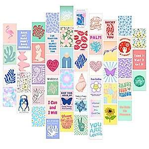 JUJU'S VIBES 50pcs Coconut Girl Room Decor Aesthetic Collage Posters, That Vanilla Girl Aesthetic Preppy Wall Collage, Cute Danish Pastel Wall Collage Kit Aesthetic Cute Pictures for Bedroom Decor, Photos for Dorm, Wall, Clean Girl Room Decor for Teen, Co
