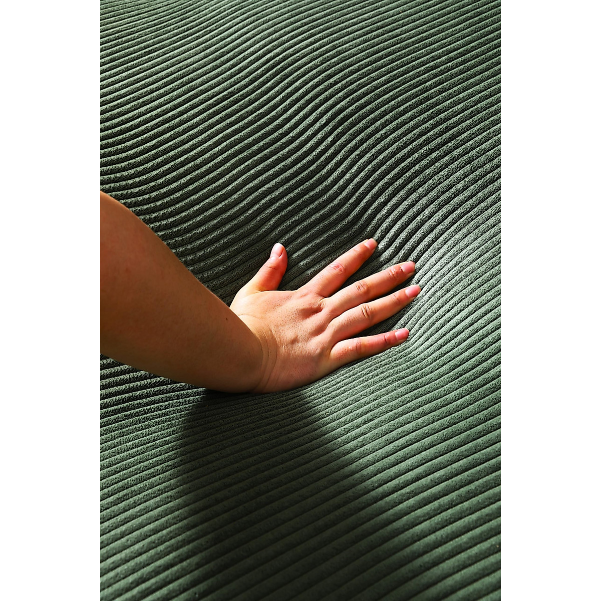 Container Furniture Direct Luxe Large Two-Piece Right Facing Sectional Sofa for Living Room, 106.7-Inch L Shaped Loveseat and Chaise, Upholstered with Corduroy Fabric, 3, Dark Green