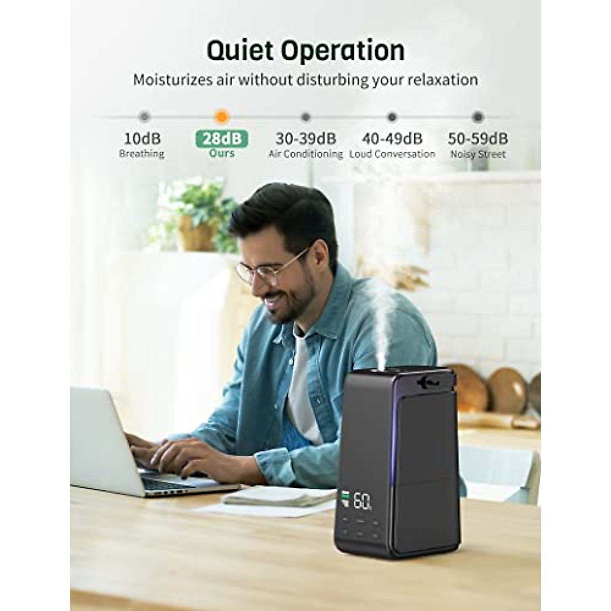 4L Quiet Humidifiers for Large Room,Ultrasonic Cool Mist Humidifiers with Humidistat,Plants humidifier indoor,Easy Use,LED Display,Sleep Mode,Large Room Humidifiers for Bedroom/Home/Office/Living Room