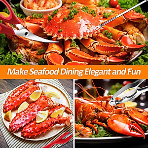 Seafood Crab Crackers and Tools, 21 Pcs Crab Leg Crackers Tools, Lobster Crackers and Picks Set, Crab Utensils Seafood Tools, Crab Forks Scissors Lobster Shellers, mobzio Nut Cracker Set for Crab Legs