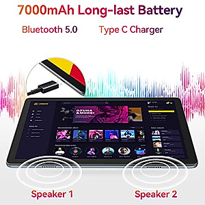 Tablet 10 Inch 128GB ROM +512GB Android Tablet 2.4G/5G WiFi Tablet Computer, 1920 * 1200 IPS Google Certificated Tablets, 8 Core, 13MP Camera, GPS, Gray (Include a Case)