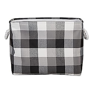 DII Buffalo Check Storage Collection Collapsible Bin with Handles, Large Rectangle, 17.5x12x15, Tri Color Black