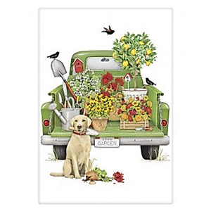 Mary Lake Thompson Flour Sack Towel - Green Garden Truck, Potted Flowers