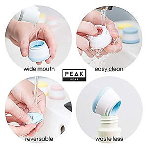 Peak Gear Travel Containers, Silicone Cream Jars Leak-Proof. TSA Approved Small Travel Containers (3 Jars Pack)