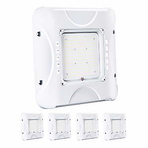 Parmida (4 Pack) LED Canopy Light, 150W, Dimmable, 100-277VAC, IP65 Waterproof, ETL-Listed, Shop Light, 5700K, 16.5" x 16.5", Gas Station, Warehouse, Street, Area & Outdoor Lighting, Commercial Grade