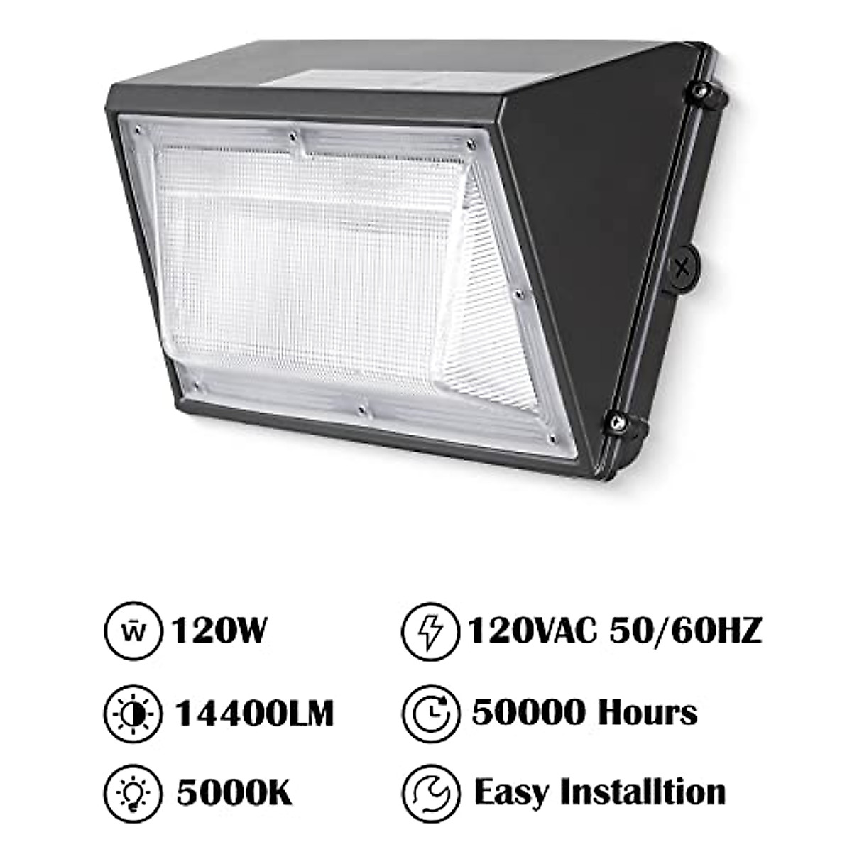 ZJOJO 4 Pack 120W New LED Wall Pack with Dusk-to-Dawn Photocell, IP65 Waterproof Outdoor Lighting Fixture, 800-1000W HPS/MH Replacement, 14400lm 5000K 120Vac 5-Year Warranty