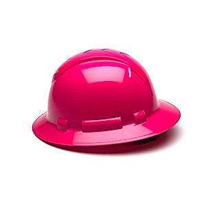 Pyramex Ridgeline Full Brim Hard Hat 6 Point Ratchet Pink