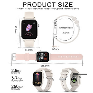 Smart Watch for Women with Bluetooth Call, 1.85 Touch Screen Fitness Tracker with Sleep Monitor Pedometer DIY Dial 20 Sport Modes Smartwatch for Android iOS