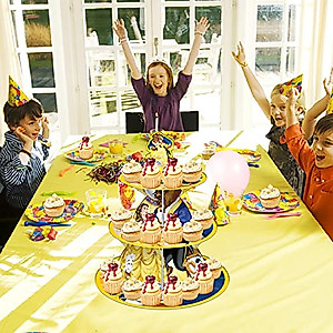 XFYCUTE Beauty and The Beast Party Supplies-Beauty and The Beast 3 Tier Cupcake Stand Birthday Dessert Display Stand for Kid's Birthday Party Decoration