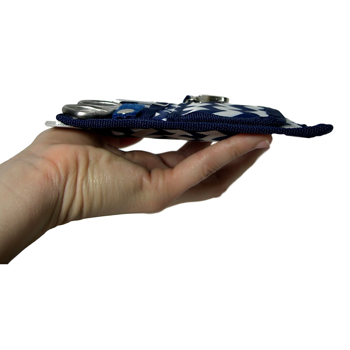 6 Piece Protective Lab Coat Pocket Organizer Kit has Fashionable Blue Chevron Pattern. 6 Pockets Packed With Needed Accessories