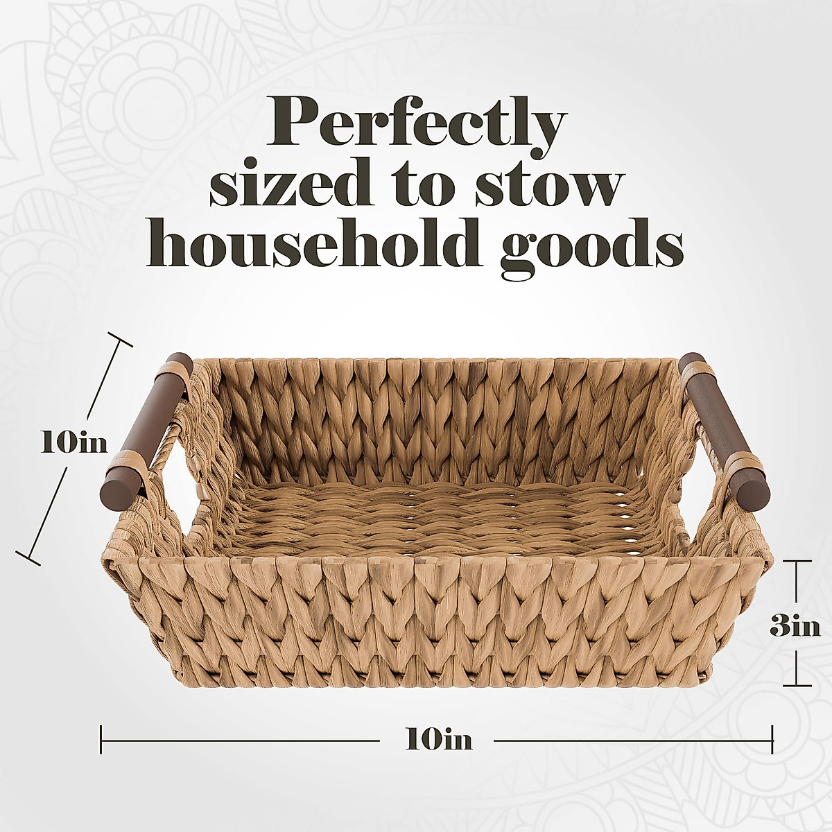 American Atelier Water Hyacinth Wicker Basket with Handles | Square Woven Wicker Storage Baskets with Builtin Carry Handles | Laundry Storage or Pantry Bin | Natural Weave | American Atelier