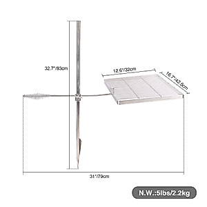 REDCAMP Stainless Swivel Campfire Grill Grate, Heavy Duty Fire Pit Grill with Carrying Bag for Open Flame Cooking