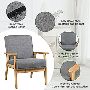 Homajor Accent Chairs Set of 2,Accent Chairs for Living Room,Accent Chair,Mid Century Modern Chair,Arm Chair,Reading Chair,Wooden Comfy Armchair for Bedroom,Grey (OWS1GY-2pc)