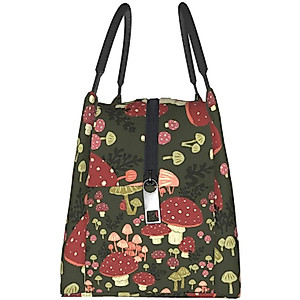 Reusable Insulated Watercolor Mushrooms Lunch Box Tote Box Meal Prep For Men & Women Work Picnic Or Travel