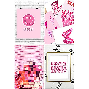 GENSTEUO 9Pcs Cute Preppy Room Decor Aesthetic, Preppy Wall Art, Preppy Posters Paintings, Cute Pictures Prints for Bedroom Dorm Decorations, Preppy Pink Poster Wall Collage (8x10 UNFRAMED)