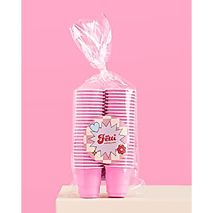 xo, Fetti Party Decorations Pink Plastic Shot Glasses - 50 Matte Disposable 2 oz Cups | Bachelorette Party, Birthday Party, Party Favors, Baby Shower Supplies