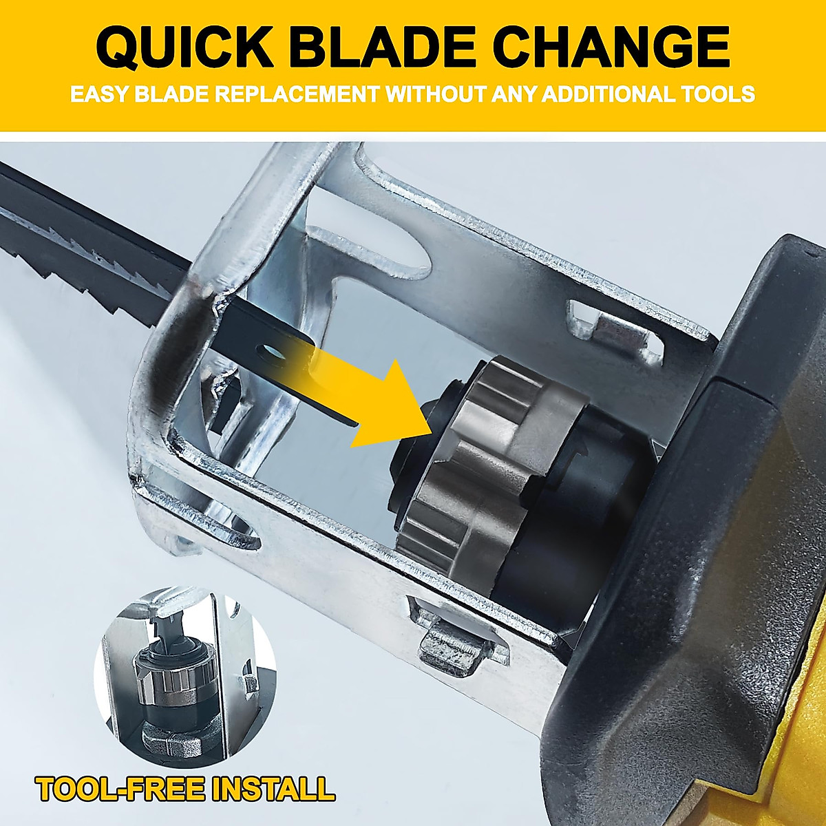 Cordless Reciprocating Saw for DeWalt 20V Battery, Brushless Power Recipro Saw, 0-3500SPM Variable Speed, Tool-free Blade Change, 4 Saw Blades Kit for Wood/Metal/PVC Cutting, Bare Tool