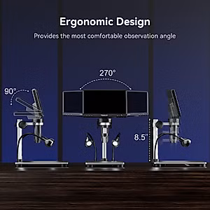 TOMLOV DM9 7" LCD Digital Microscope 1200X, 1080P Video Coin Microscope with Metal Stand, 12MP Ultra-Precise Focusing, LED Fill Lights, PC View, Windows/Mac OS Compatible, with SD Card, Model- DM9