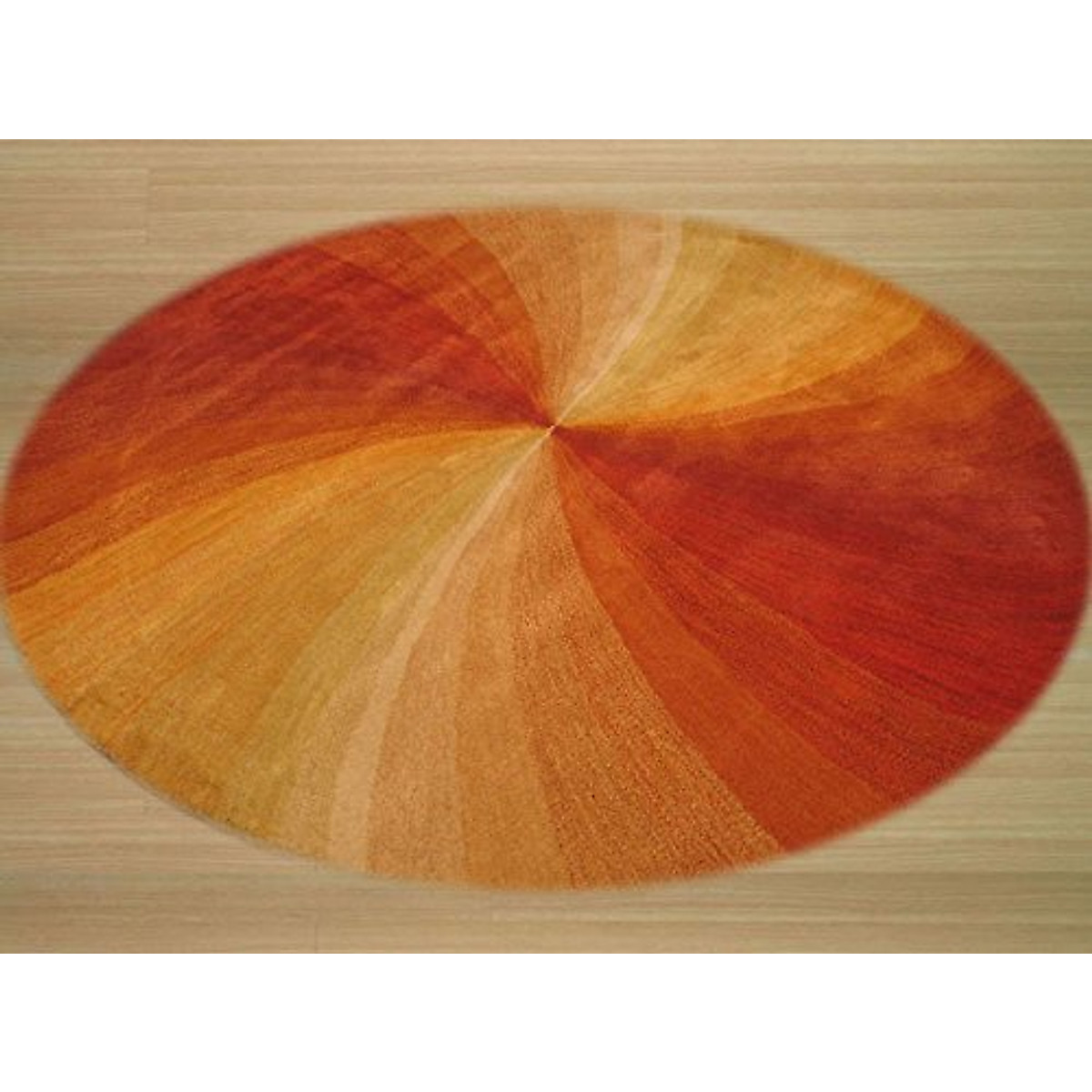 EORC, LLC Hand-Tufted Wool Orange Contemporary Abstract Swirl Rug, 6' Round, Red