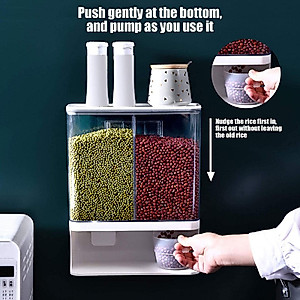 Wall-Mounted Dry Food Dispenser, Transparent Wall-Mounted Single Dry Rice Container Storage Box, with A Sealed lid, for Grain, Rice, Candy, Coffee Beans