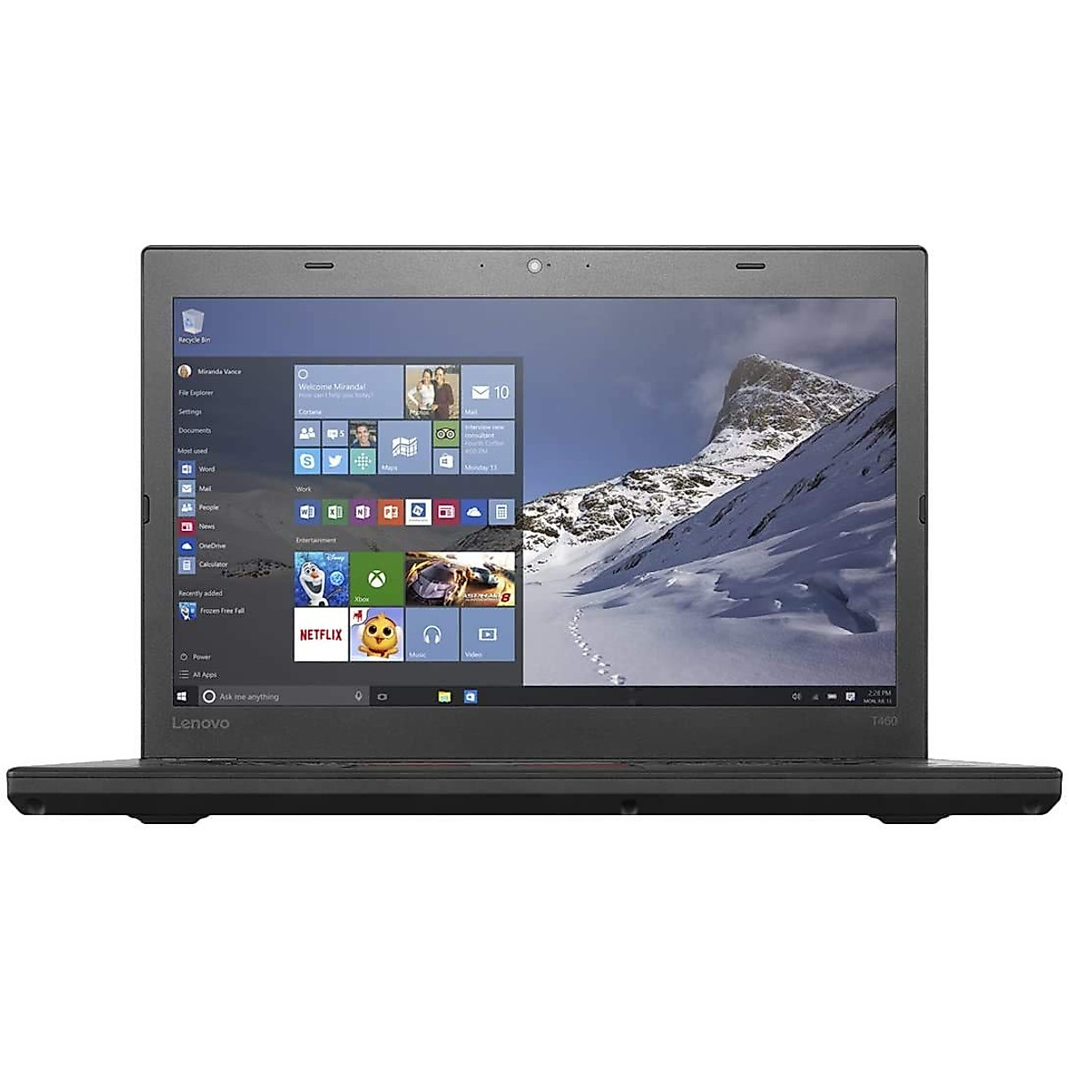 Lenovo Thinkpad T460 14 Ultrabook, Intel i7 6600U 2.6Ghz, 16GB DDR3 RAM, 256GB SSD Hard Drive, 1080p Full HD, Webcam, HDMI, Windows 10 Pro (Renewed)