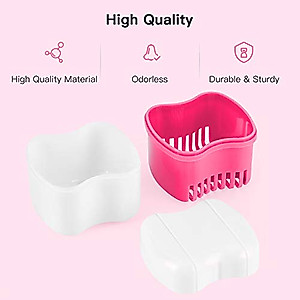 Dental Retainer Case Box Orthodontic Mouthguard Storage Case,Denture Retainer Container Teeth Bath Soaking Cup for Office|Travel|Household (Pink)