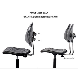 Chair Master Medium Bench Height Chair/Stool-Easy to Clean! Deluxe Ergonomic Polyurethane Chair. 8" of Height Adjustment (19"-27" Seat Ht). 450 lb Capacity. for Automotive, Lab, Cleanroom, Home (2)