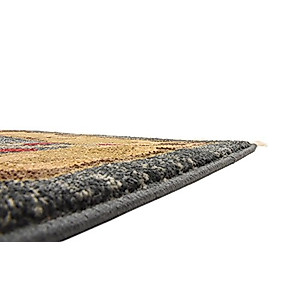 Unique Loom Edinburgh Collection Classic Oriental Traditional French Country Inspired Border Design Area Rug, 8' 0" x 8' 0", Blue/Beige