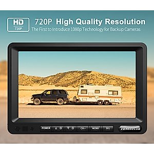 ZEROXCLUB HD Wired Backup Camera System Kit, Sharp CCD Chip, 100% Not Wash Up, IP69 Waterproof Rear View Camera + 7’’ LCD Monitor Reversing for Truck/Semi-Trailer/Box Trucks/RV (ERY01)