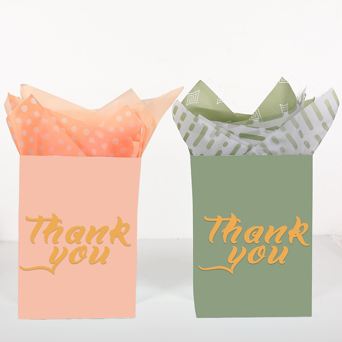 Whaline 90Pcs Boho Tissue Paper Triangle Dot Stripes Gift Wrapping Paper Pink Green Packaging Paper DIY Art Craft Paper for Farmhouse Home Birthday Baby Shower Party Gift Decor, 14 x 20 Inch