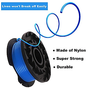 JOYCOLY Weed Eater String Replacement Spool Compatible with Greenworks 21332 21342 24V 40V 80V Cordless String Trimmer, 0.065 Inch Single Line Auto-Feed Spool, Model 29252 (6 Spool, 1 Cap) Blue