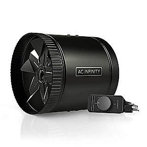 AC Infinity RAXIAL S8, Inline Booster Duct Fan 8” with Speed Controller, Airflow Boosting Low Noise HVAC Blower Can Fan for Basements, Bathrooms, Kitchens, Workshops