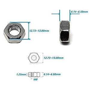 iExcell 50 Pcs M8 x 30/35/40/45/50 Stainless Steel 304 Hex Socket Head Cap Screws Bolts Nuts Assortment Kit