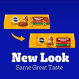PEDIGREE CHOICE CUTS IN GRAVY Adult Canned Soft Wet Dog Food Variety Pack, with Beef and Country Stew, 13.2 oz. Cans (Pack of 12)